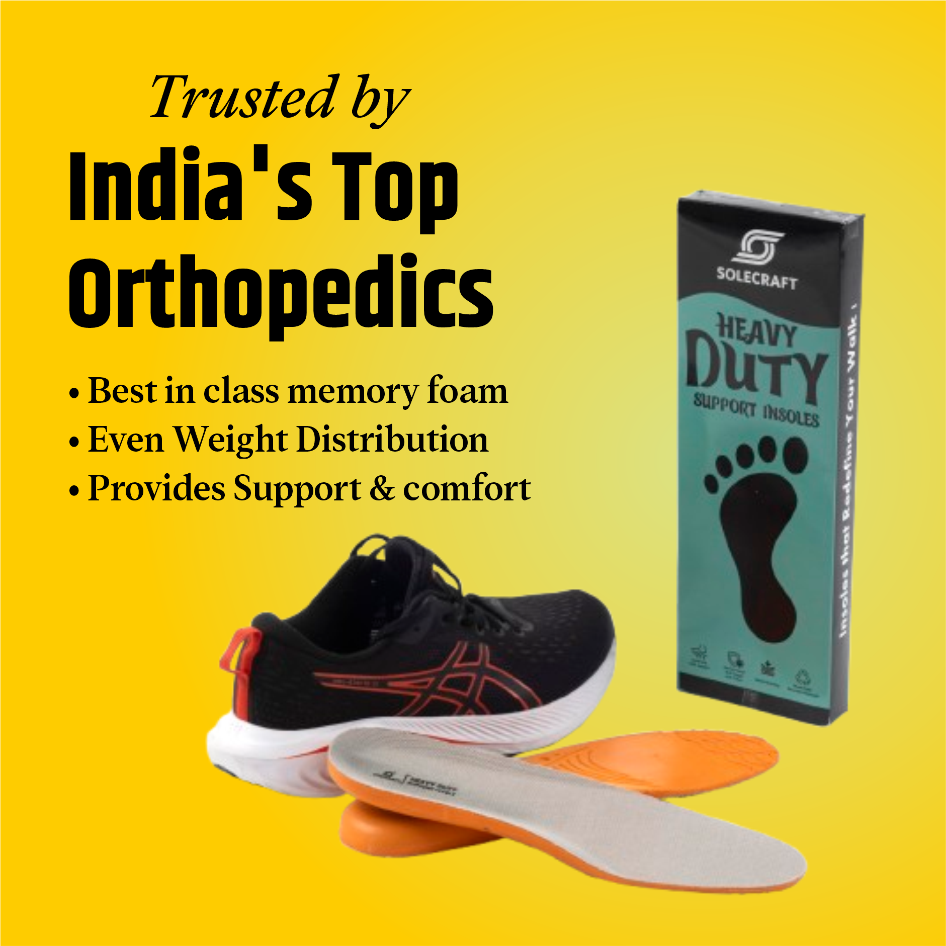 Solecraft Heavy Duty Arch Support insole ( Semi rigid support )– Sole Craft